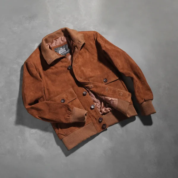 Brown Suede Bomber Jacket Mens