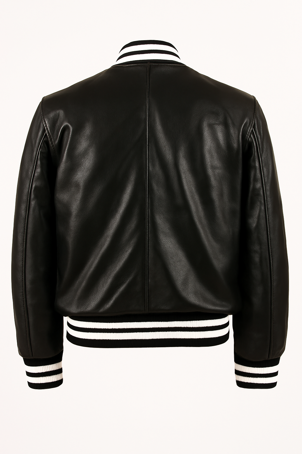 Mens Synthetic Leather Baseball Jacket Black