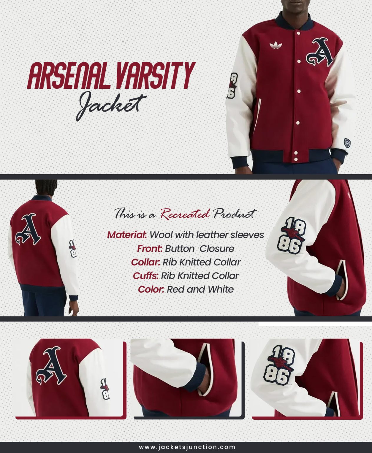 Arsenal Varsity Jacket | Arsenal Adidas 24/25 Varsity Jacket