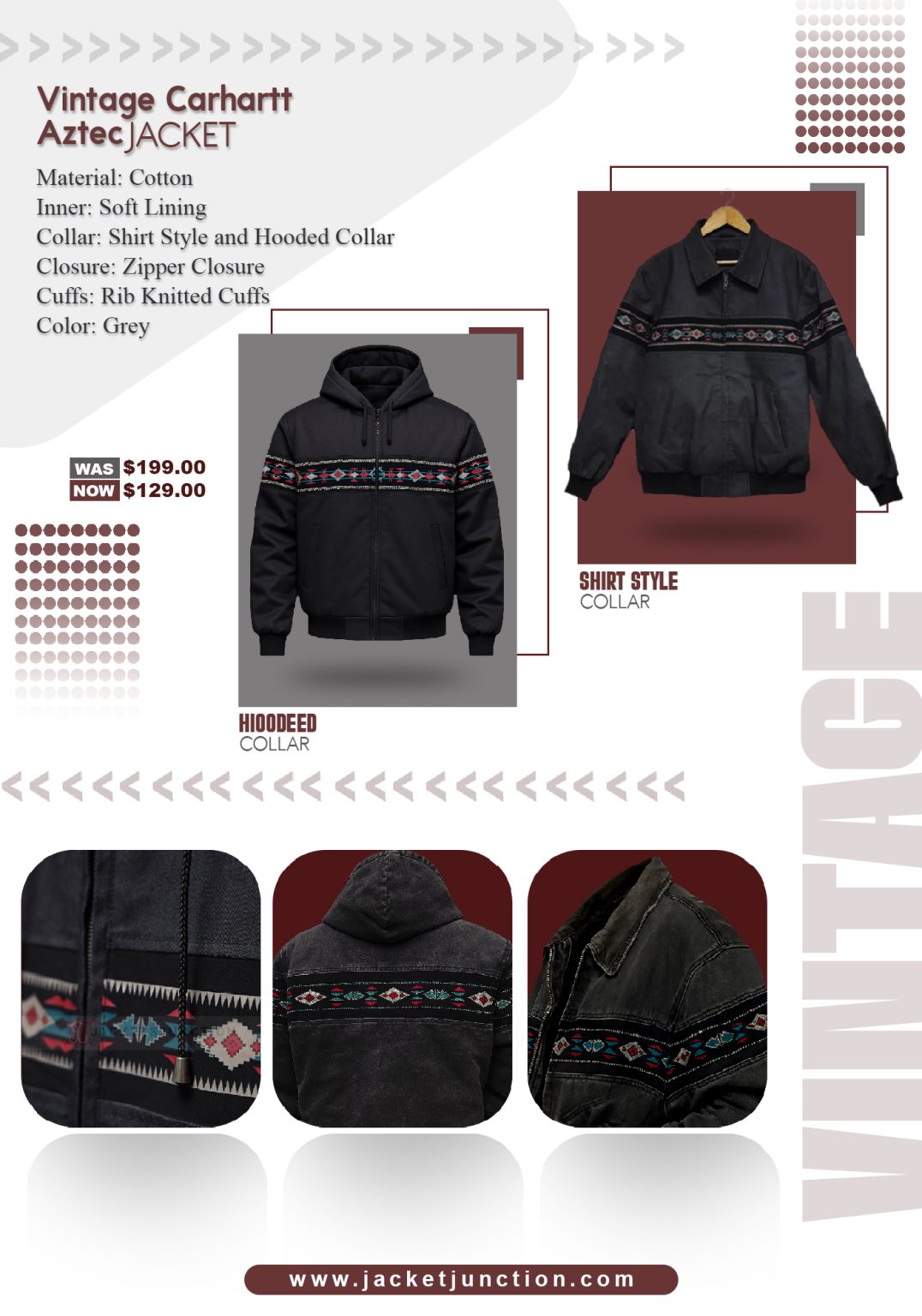 Vintage Carhartt Aztec Jacket Hoodie | Aztec Carhartt Jacket