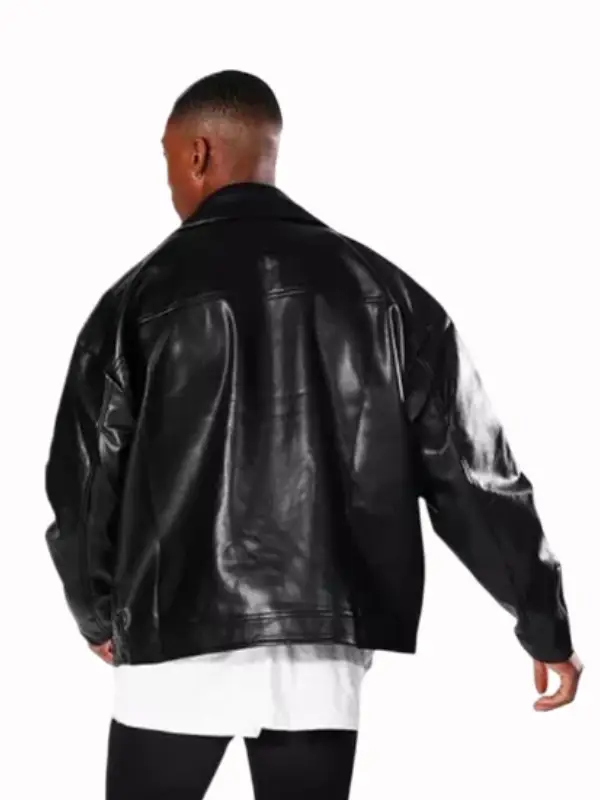 Mens Black Leather Oversized Biker Jacket | Jackets Junction