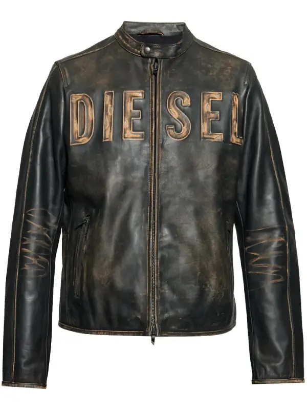 Diesel Leather Jacket | Diesel Logo-Embossed Leather Jacket