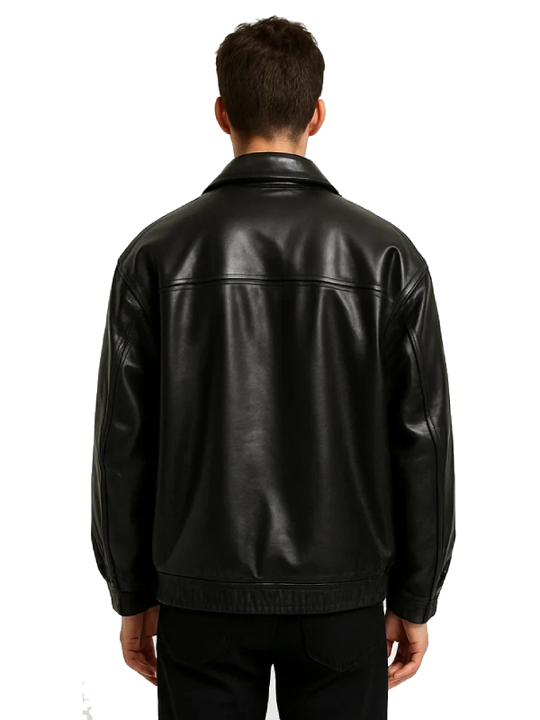 Men’s Classic Black Leather Zip-Up Jacket - Jackets Junction