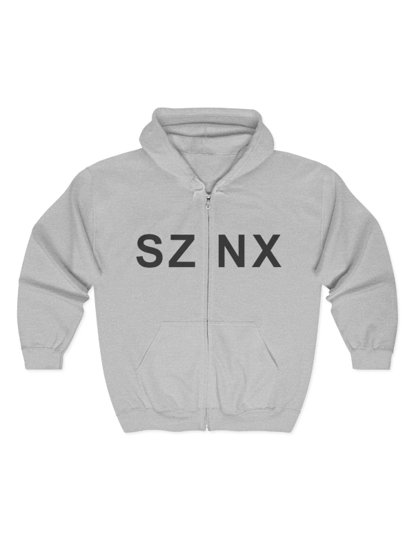 Kanye West Sznx Hoodie | Kanye West Sznx Zip-Up Hoodie Grey