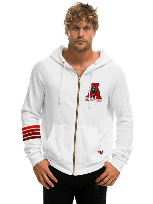University of Alabama Roll Tide Zip Hoodie White
